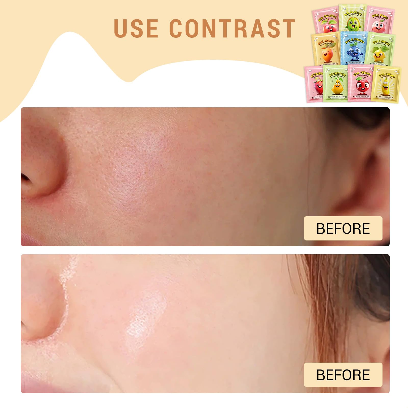 Colaren 10 PCS Kids Face Masks Set, Fruit Face Masks Skincare for Kids ...