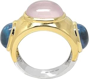 Amazon.com: De Buman 18k Yellow Gold and Sterling Silver & Genuine Rose ...