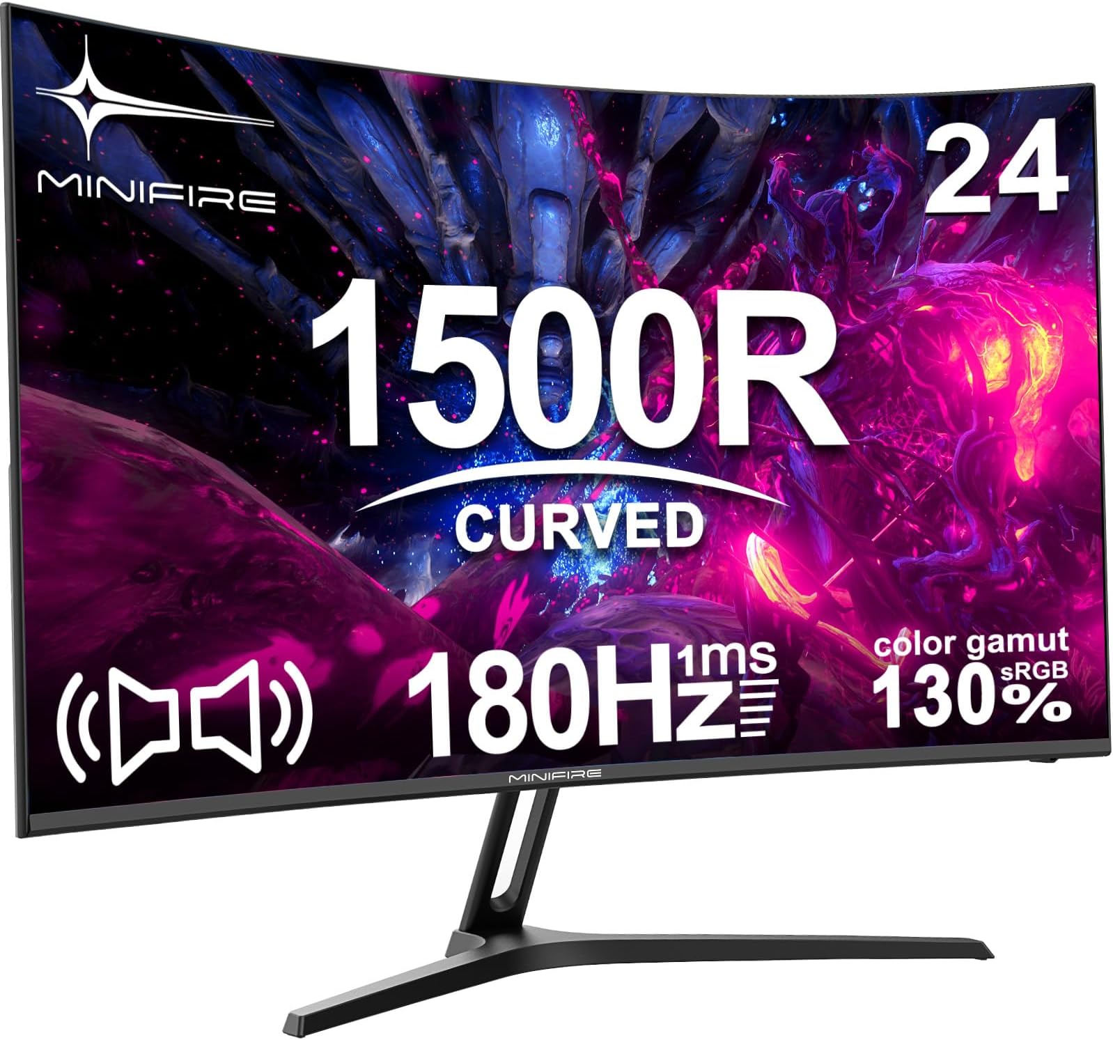 Minifire 24 inch Curved Gaming Monitor 180Hz, 1ms, 130% sRGB, With ...