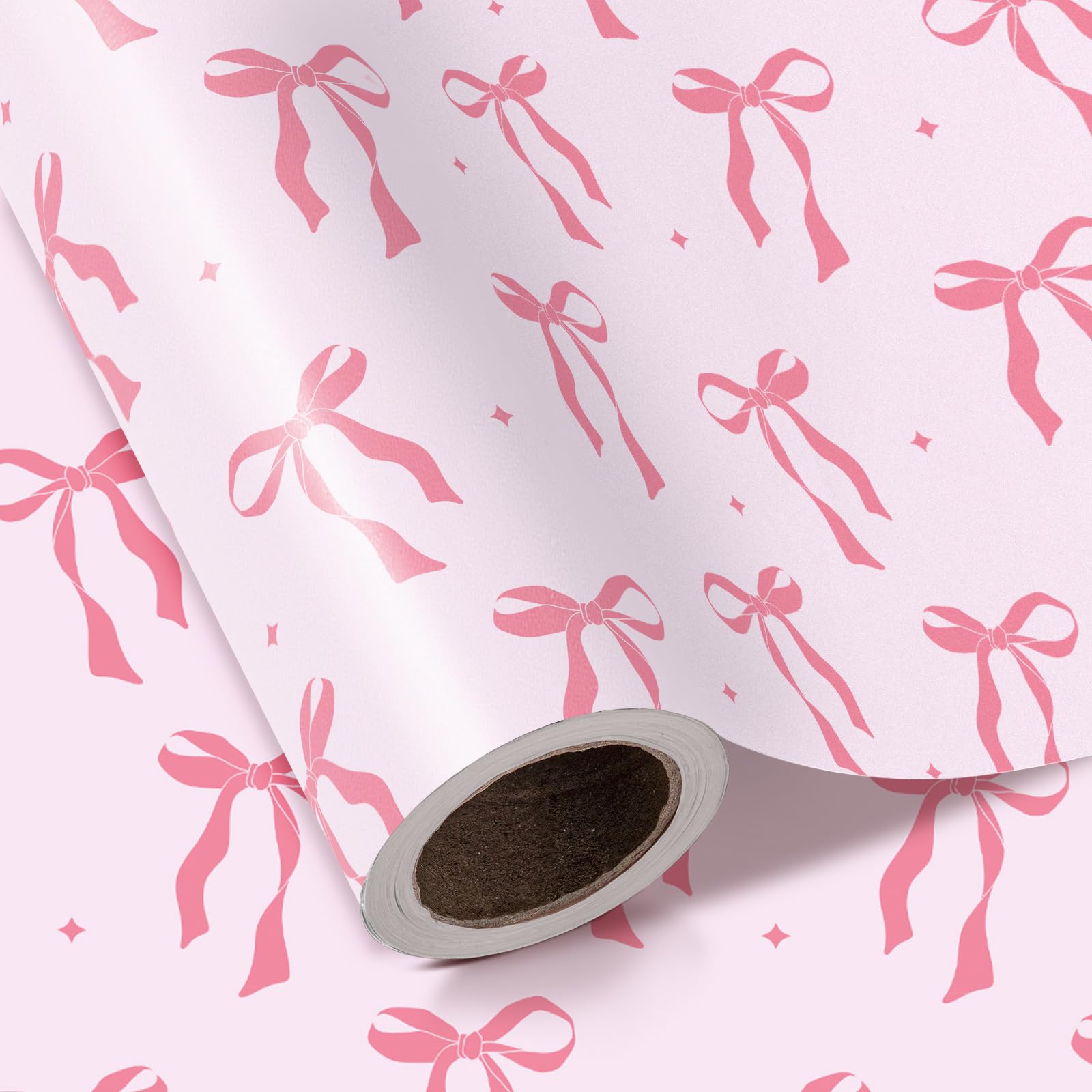 Amazon.com: WRAPAHOLIC Pink Bow Wrapping Paper Roll - Mini Roll - 17 ...