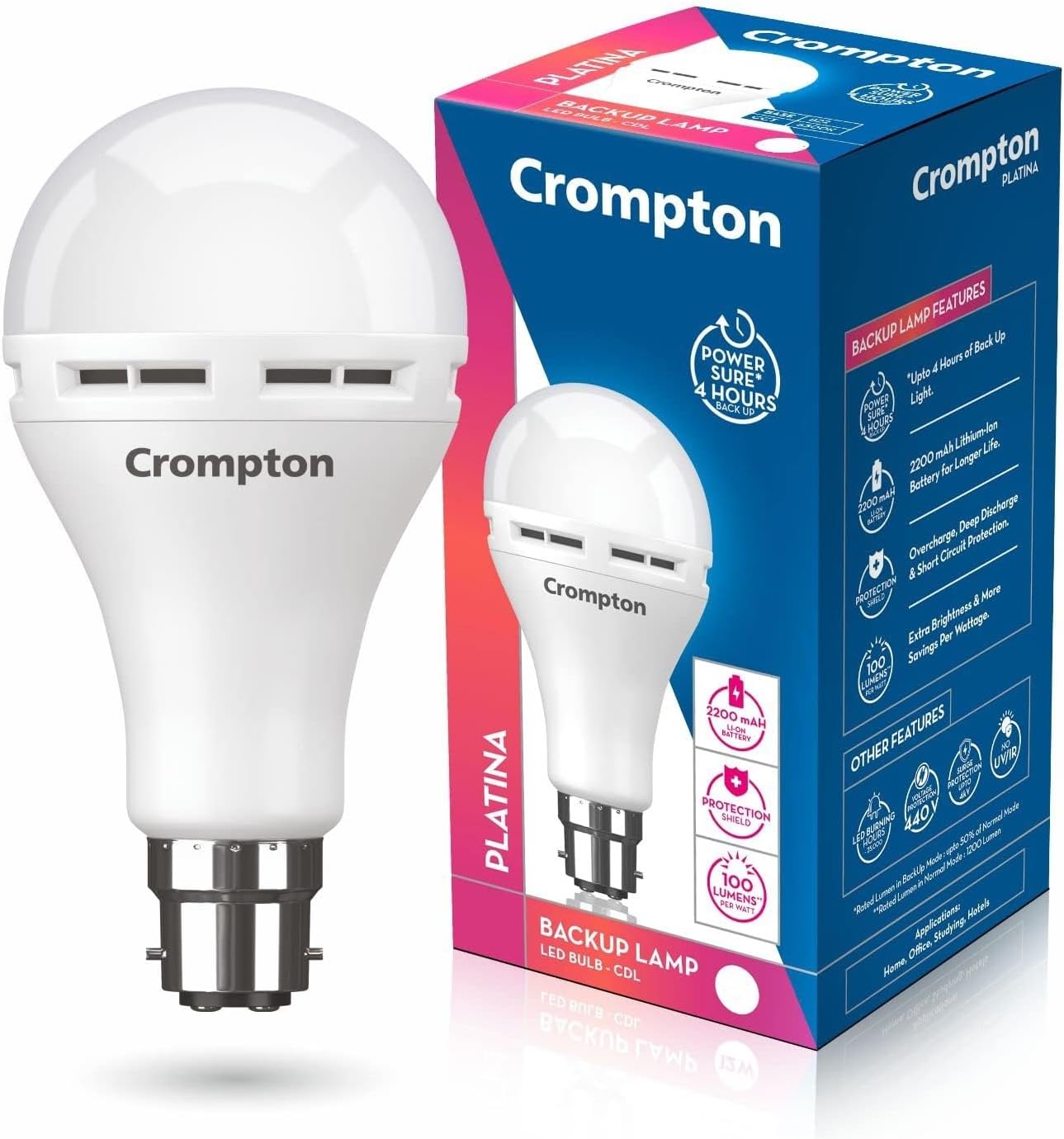 Buy Crompton - Rechargeable 15w Emergency Inverter LED Bulb, Cool White ...