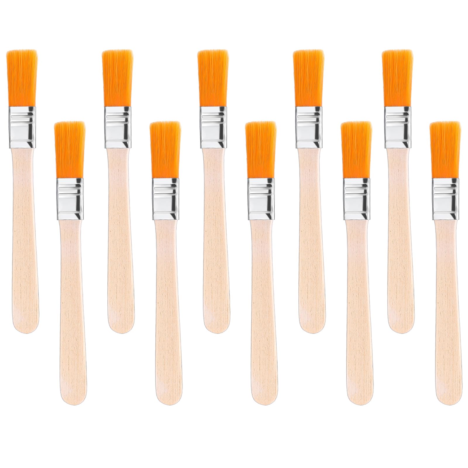 10Pcs 1/2 Inch Flat Paint Brushes Small Wood Paint Brush Artist Craft Paint Brushes Watercolor ...