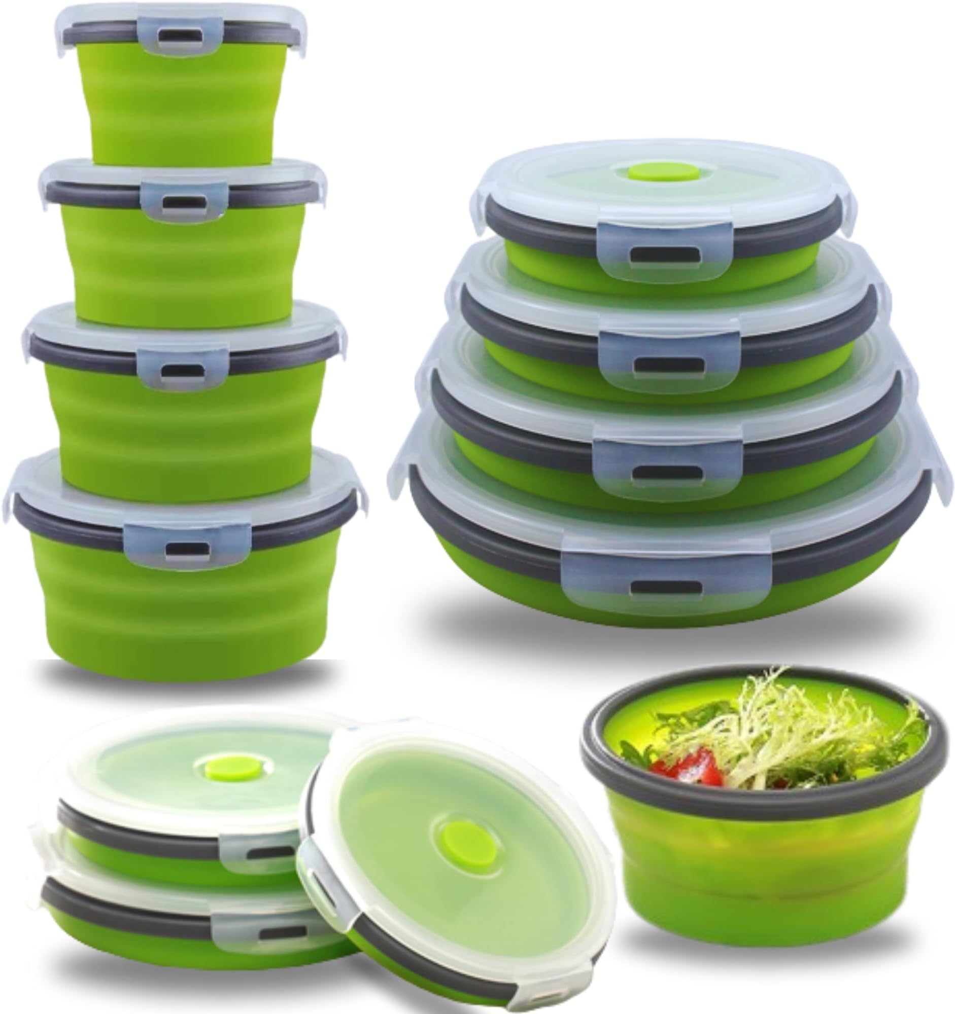 SOL 2pk Collapsible Silicone Food Containers with Lids 350ml - 5-Inch ...