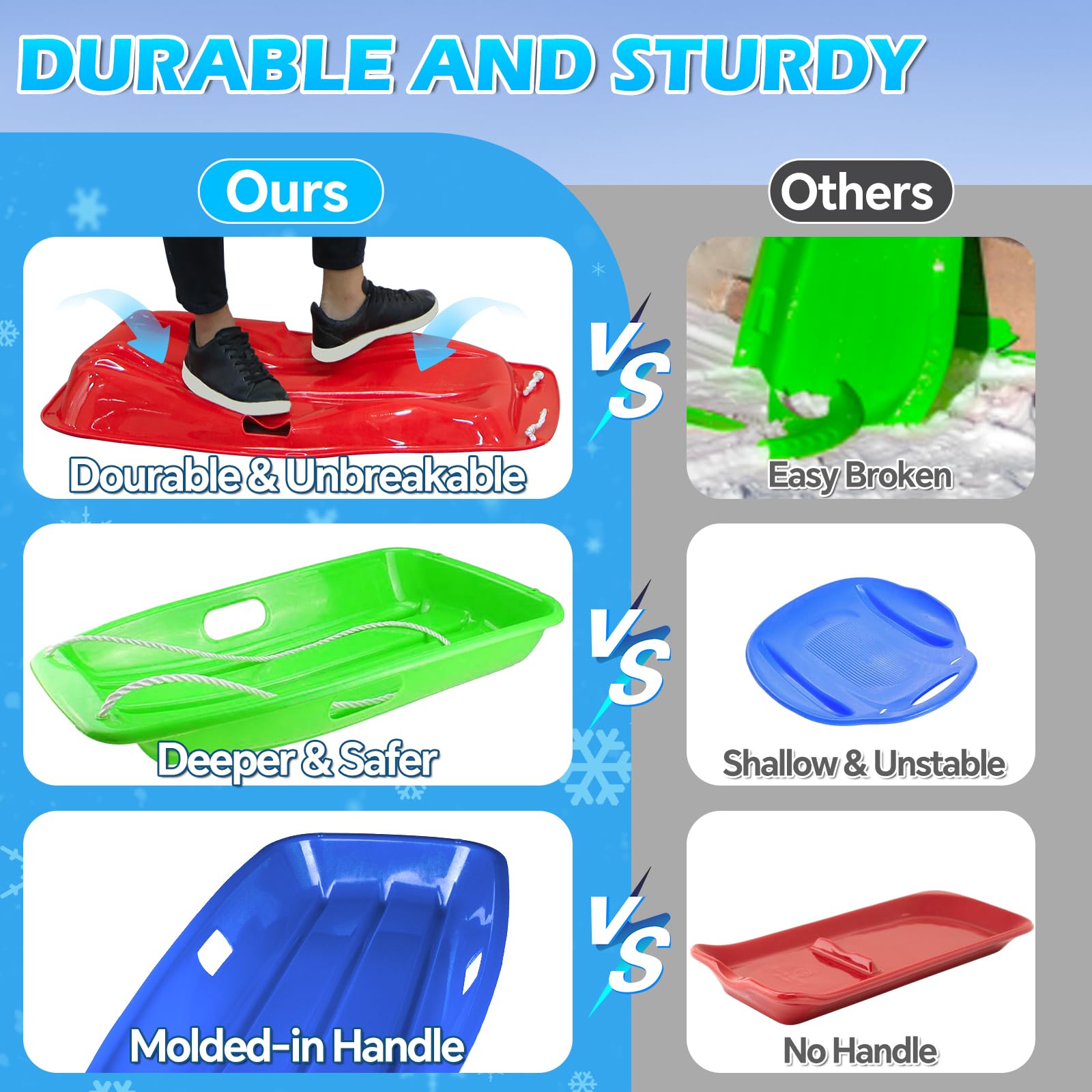 Snapklik.com : Snow Sleds For Kids And Adults, 35 Inch Downhill ...