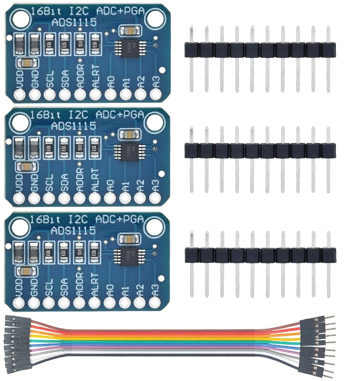 MTDELE 3Pcs ADS1115 16 Bit 4 Channel Analog to Digital Converter ADC ...