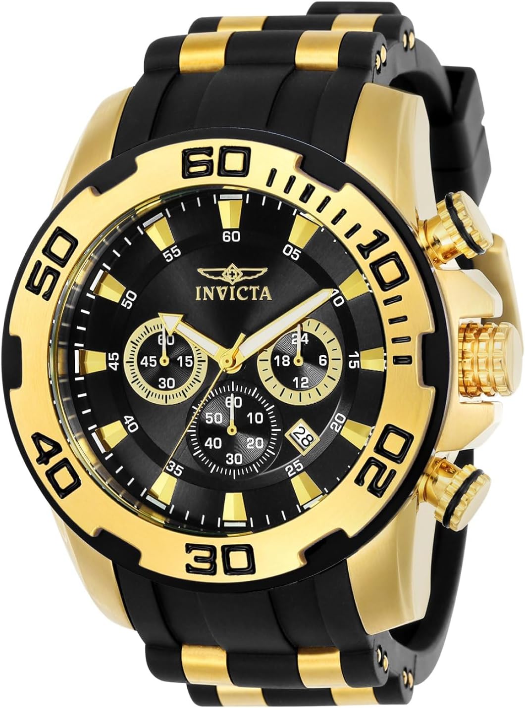 INVICTA Pro Diver Men 50mm Stainless Steel Gold Blue di : Invicta ...