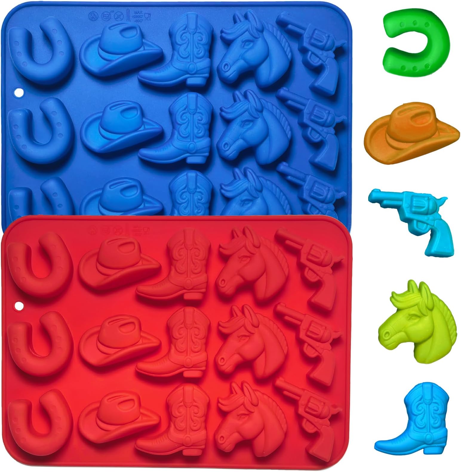 Amazon.com: Cowboy Chocolate Candy Molds - 2Pcs Silicone Western Themed ...