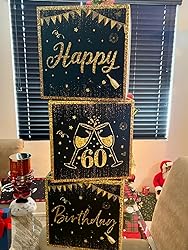 Amazon.com: 3pcs 60th Birthday Decorations Boxes for Men Women, Black ...
