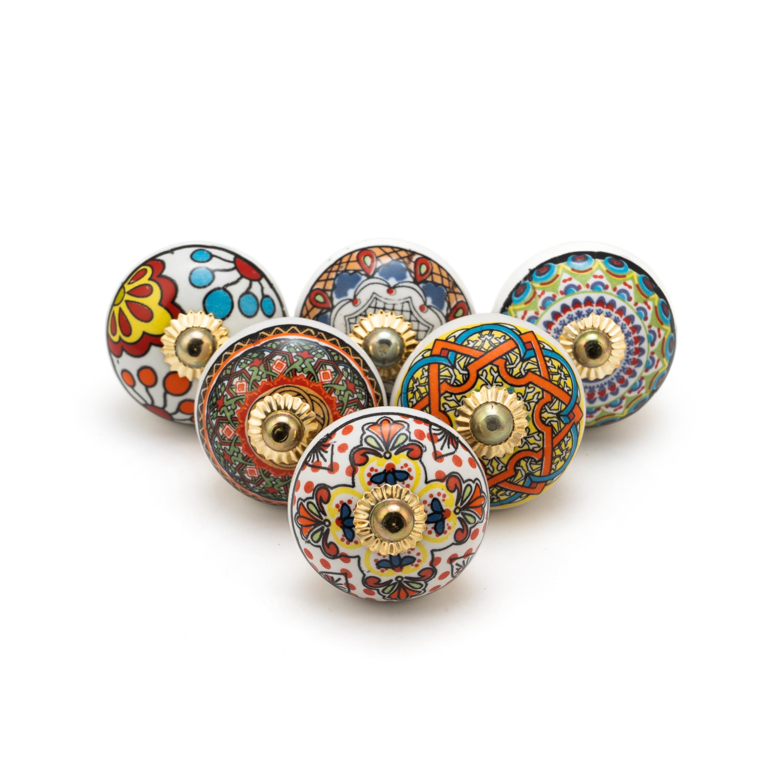 FOLK CRAFT Dresser Knobs for Cabinets and Drawers - Assorted Multicolor Decorative Floral Blue ...