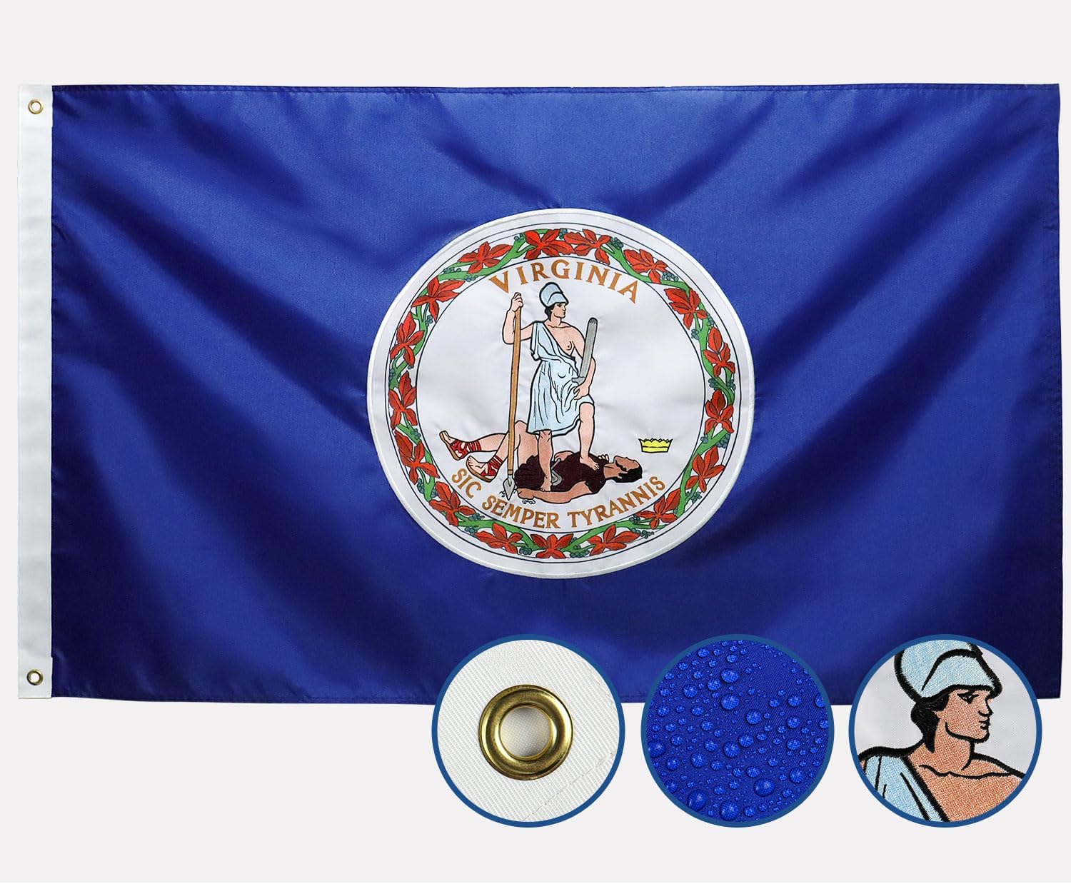 Amazon.com : Double Sided Virginia State Flag 3x5 Outdoor The Longest ...