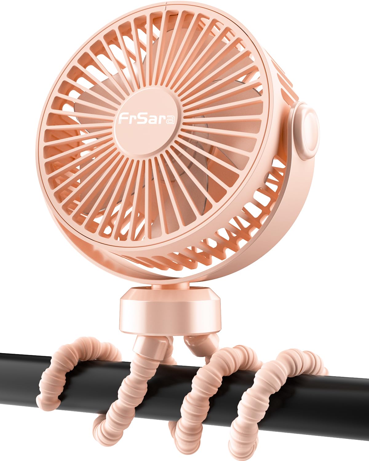 Snapklik.com : Portable Pink Baby Fan, Clip-On Stroller Fan, 4000mAh, 3 ...
