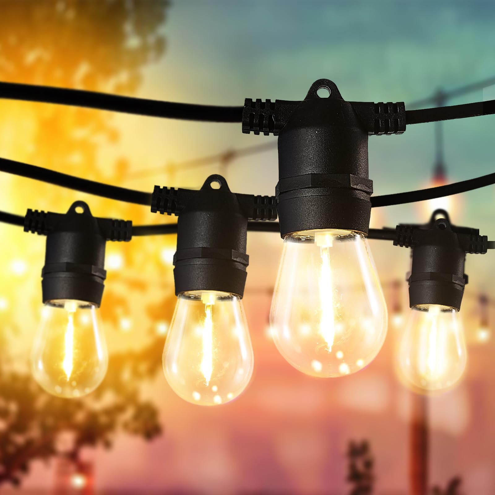 Quntis 30M 30+2 Bulbs LED Outdoor Lights, Shatterproof Patio Festoon ...