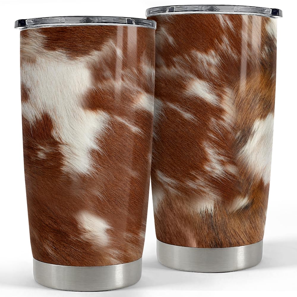 Amazon.com | SANDJEST Cow Print Tumbler 20oz Cow Cup Stainless Steel ...