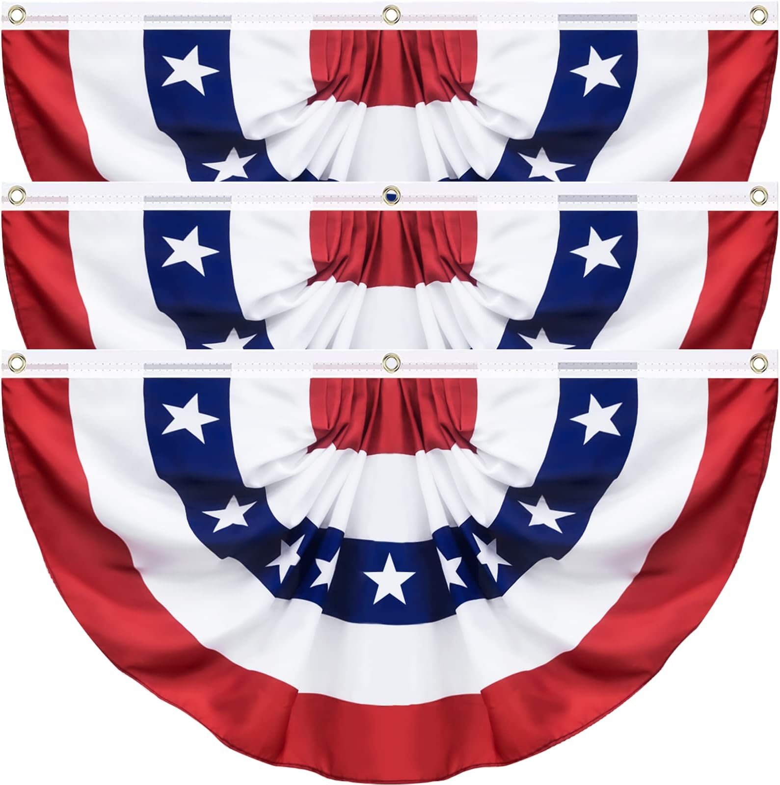 Amazon.com: SURCVIO 3 Pack USA Pleated Fan Flag, 3 X 6 Feet American US ...