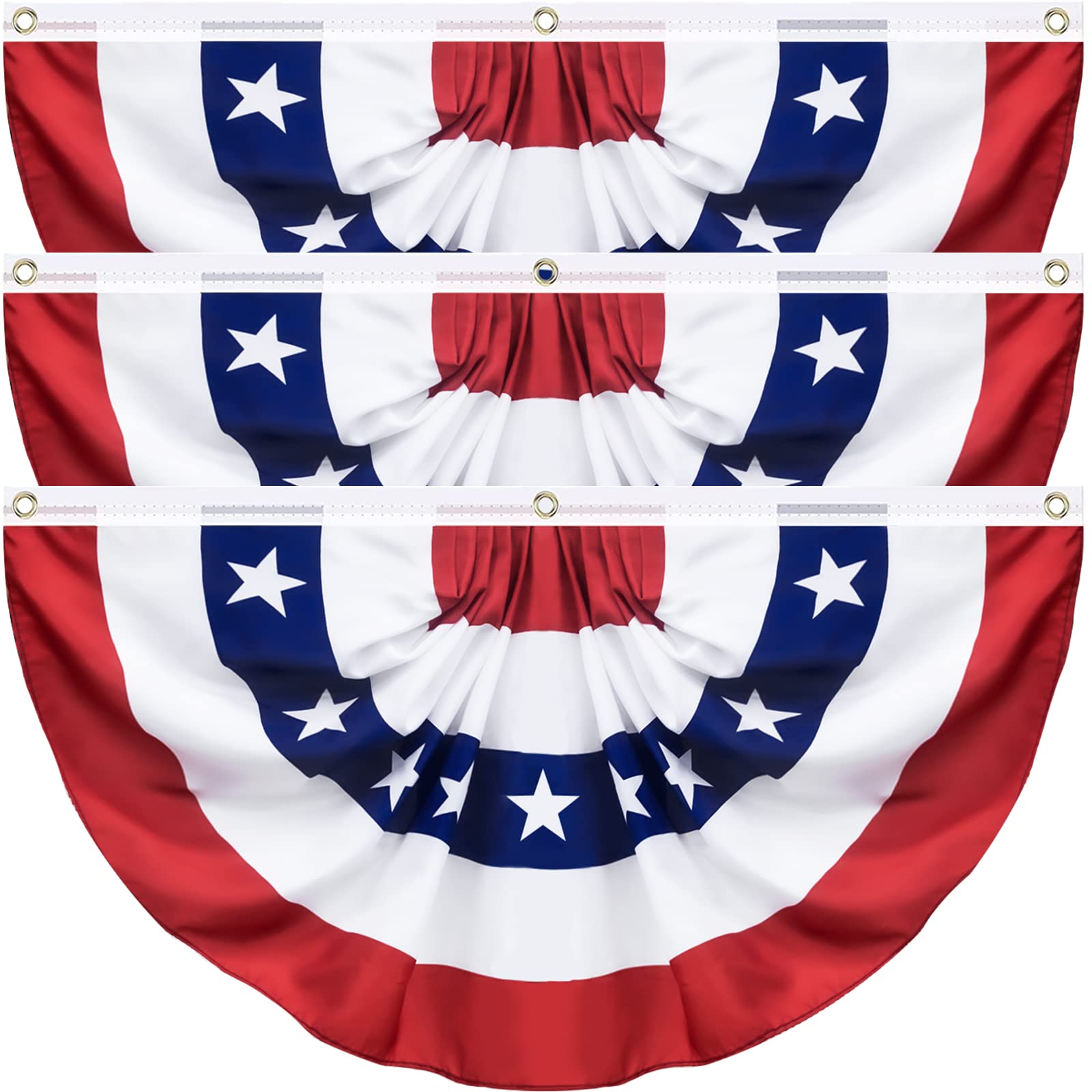 Amazon.com : 3 Pack USA Pleated Fan Flag, 3 X 6 Feet American US ...