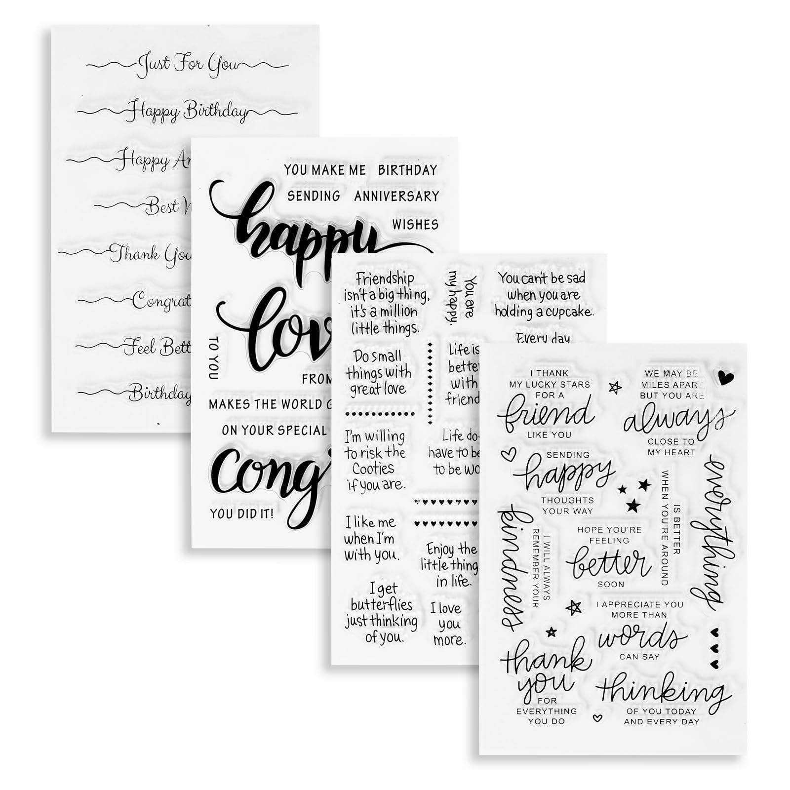 Amazon.com: UCEC 4 Sheets Words Clear Stamps in Classic for Card Making ...