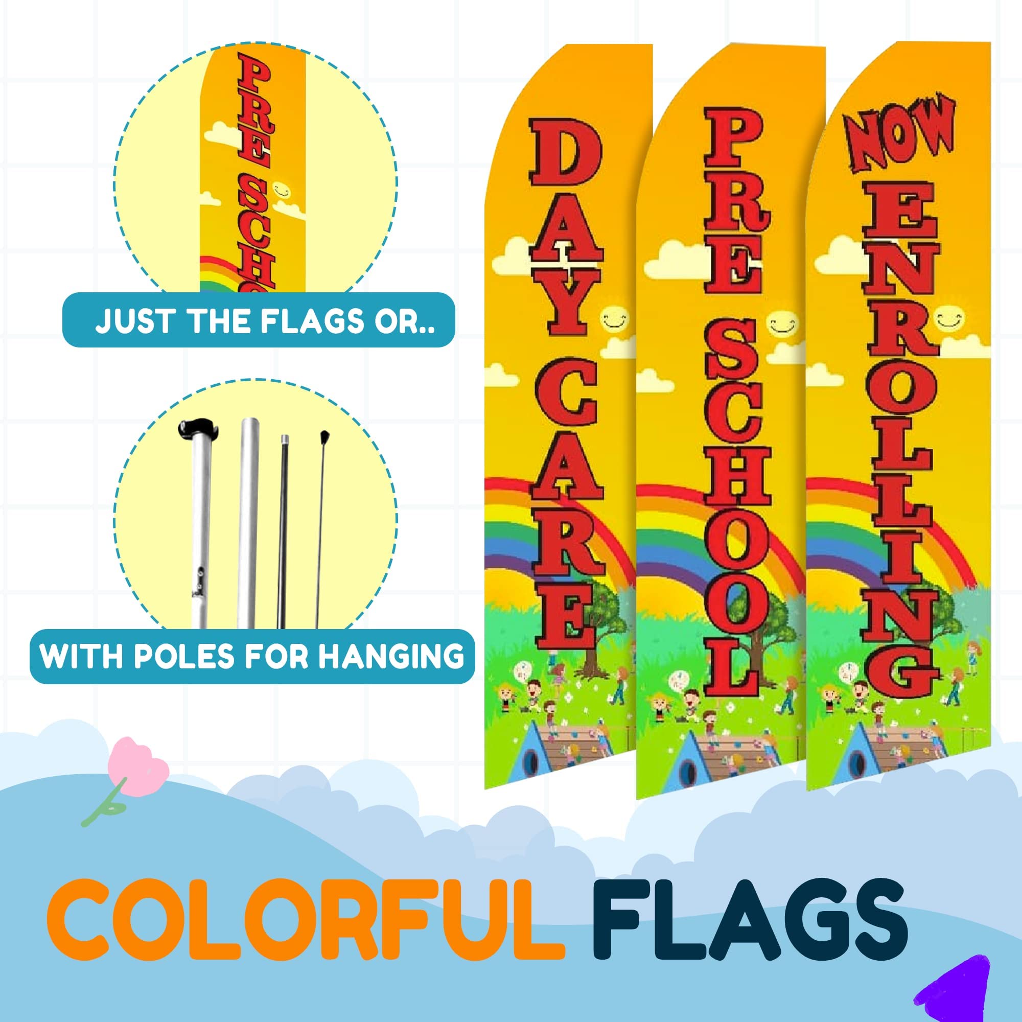 Snapklik.com : OnPoint Wares Daycare + Now Enrolling King Flags 2.5 Ft ...
