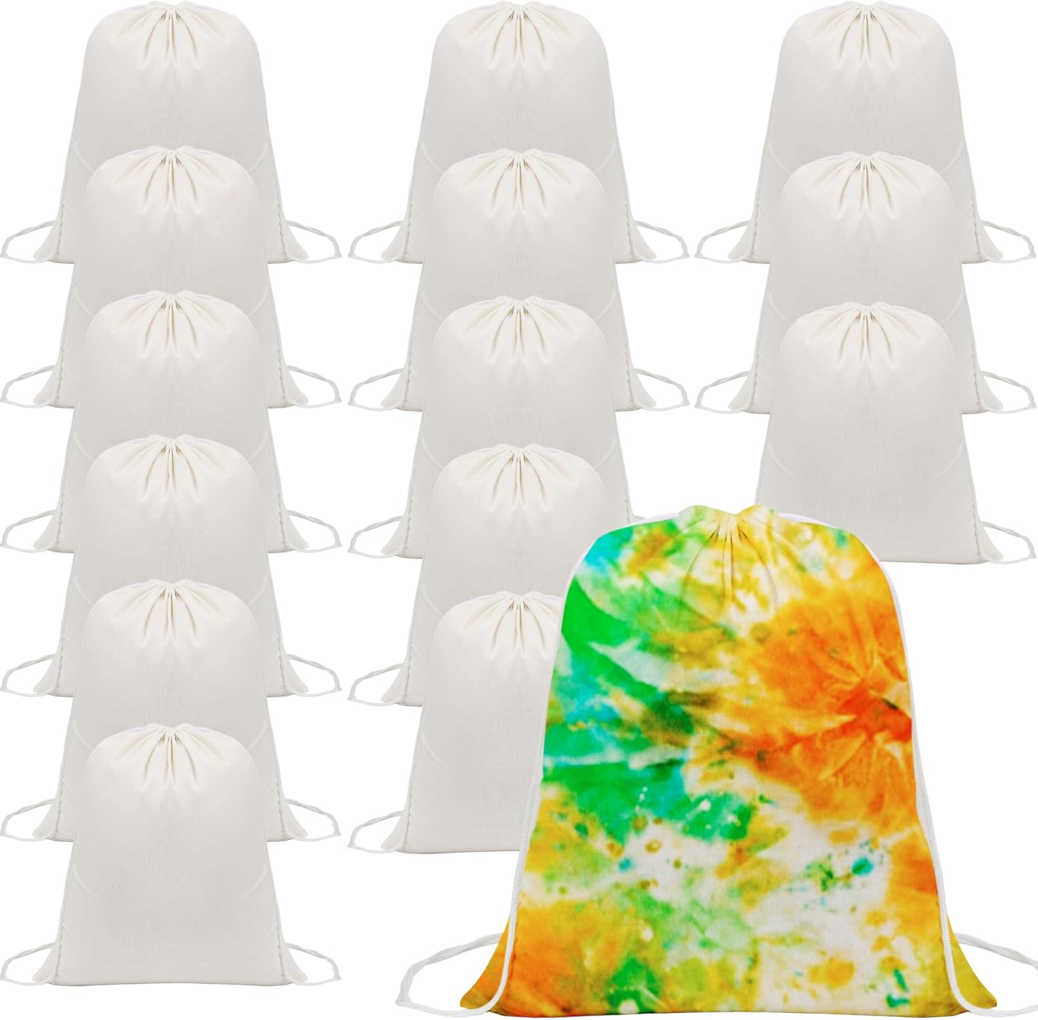 Amazon.com | Conagel 15 Pcs Tie Dye Drawstring Bags White Cotton ...