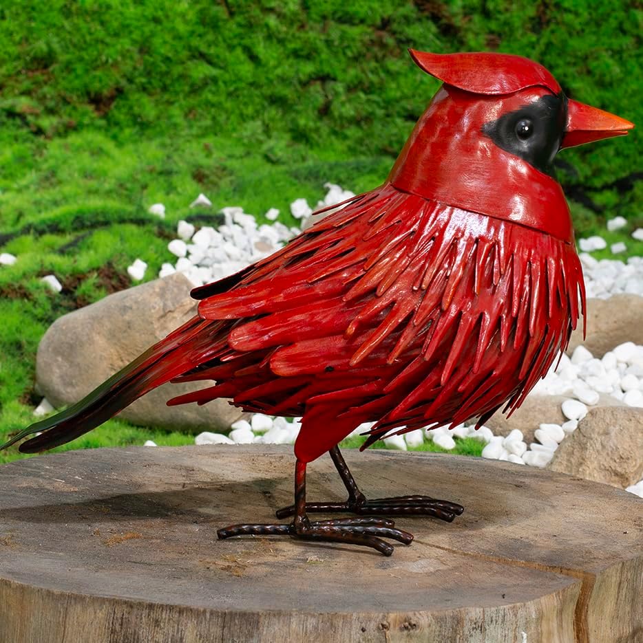 Amazon.com: Natelf Cardinal Statue Metal Bird Yard Art, Garden ...