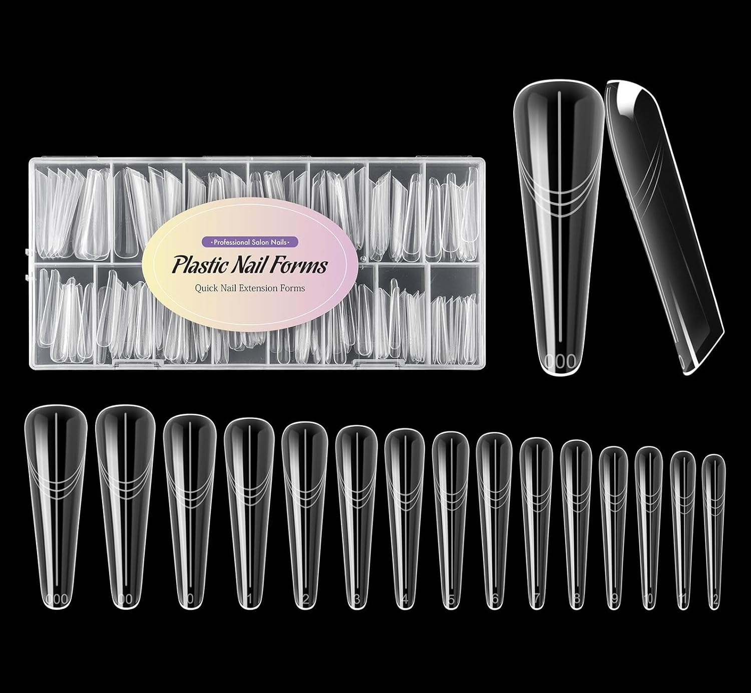 Amazon.com: NMKL38 Diy 140PCS Clear Dual Nail Forms Full Cover Nail ...