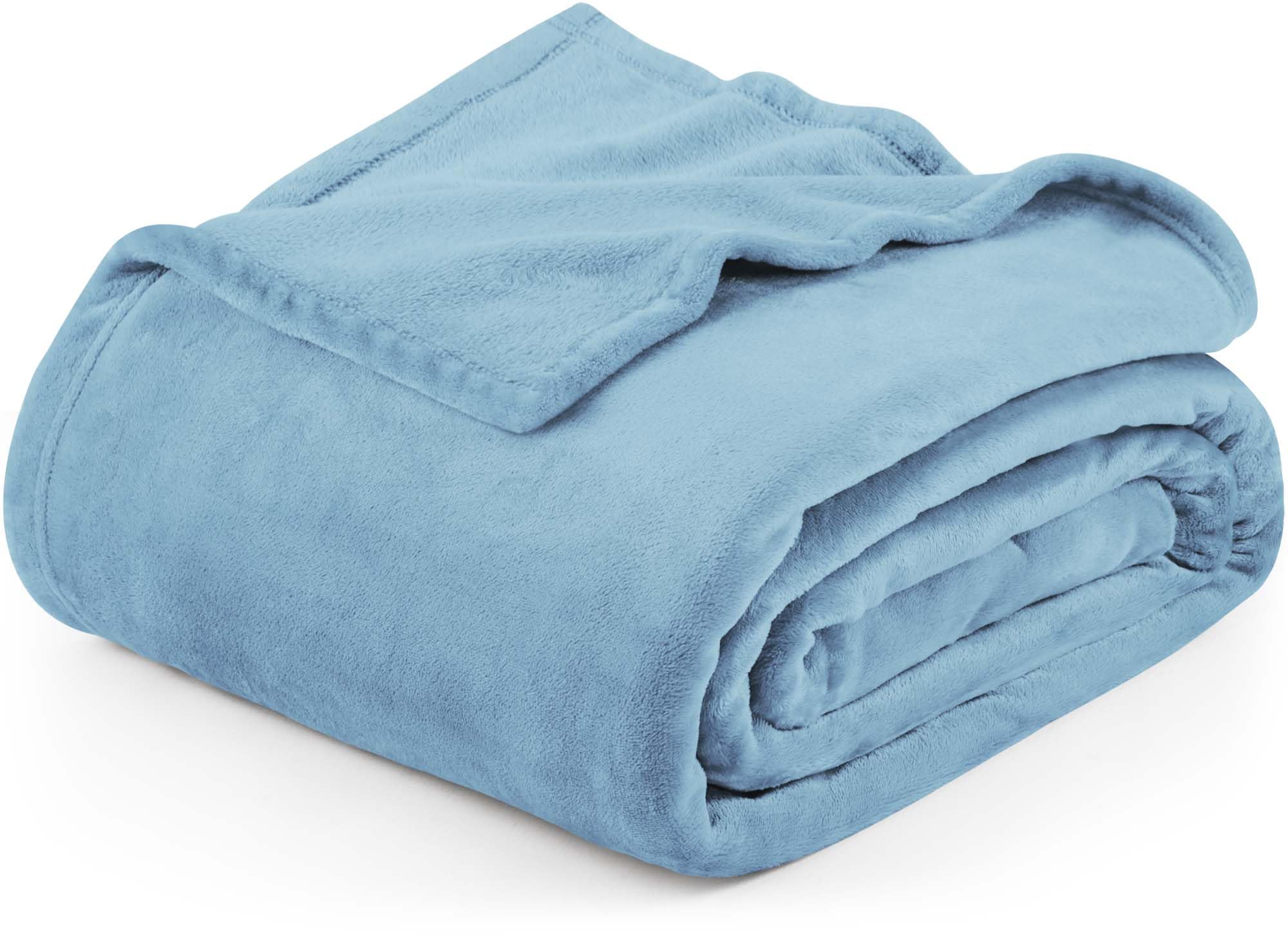 Utopia Bedding Washed Blue Fleece Blanket Queen Size Lightweight Fuzzy ...