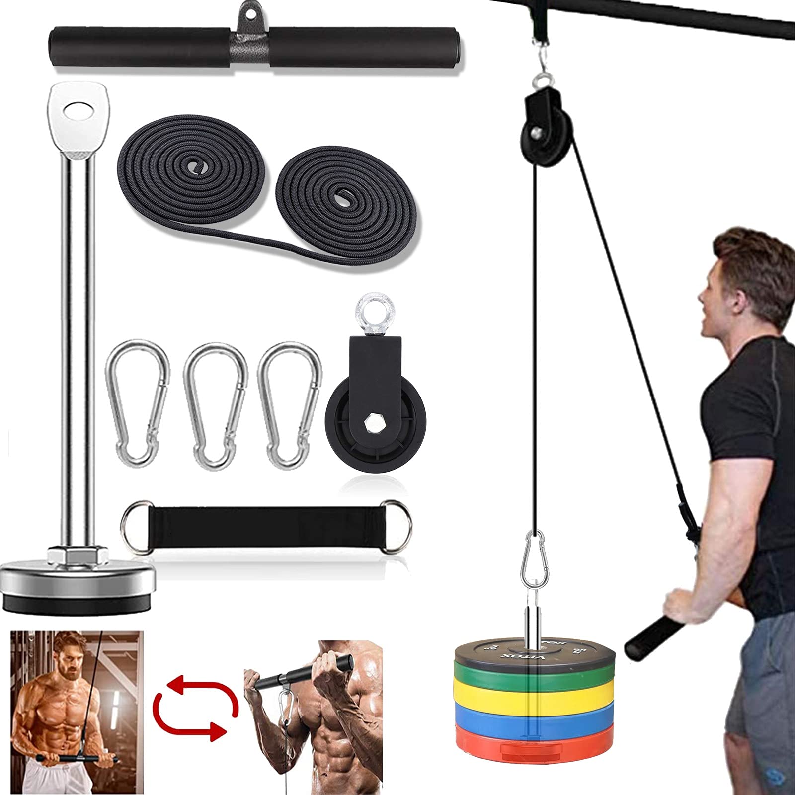 Buy Weight Cable Pulley System Upgraded Home Gym Equipment LAT Pull ...