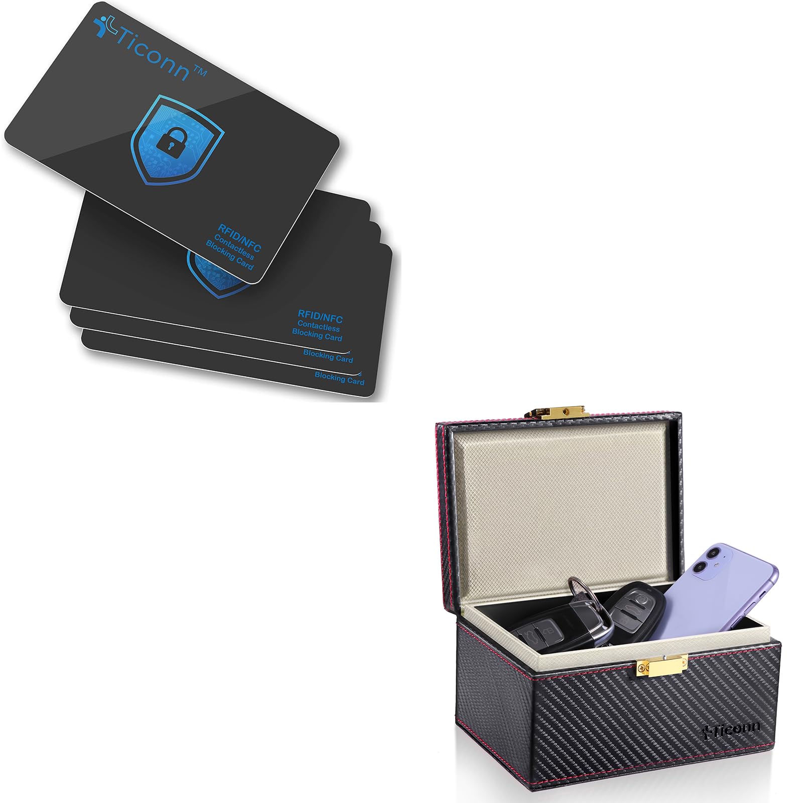 Amazon.com: TICONN RFID Blocking Cards-4 Pack + Faraday Box : Clothing ...