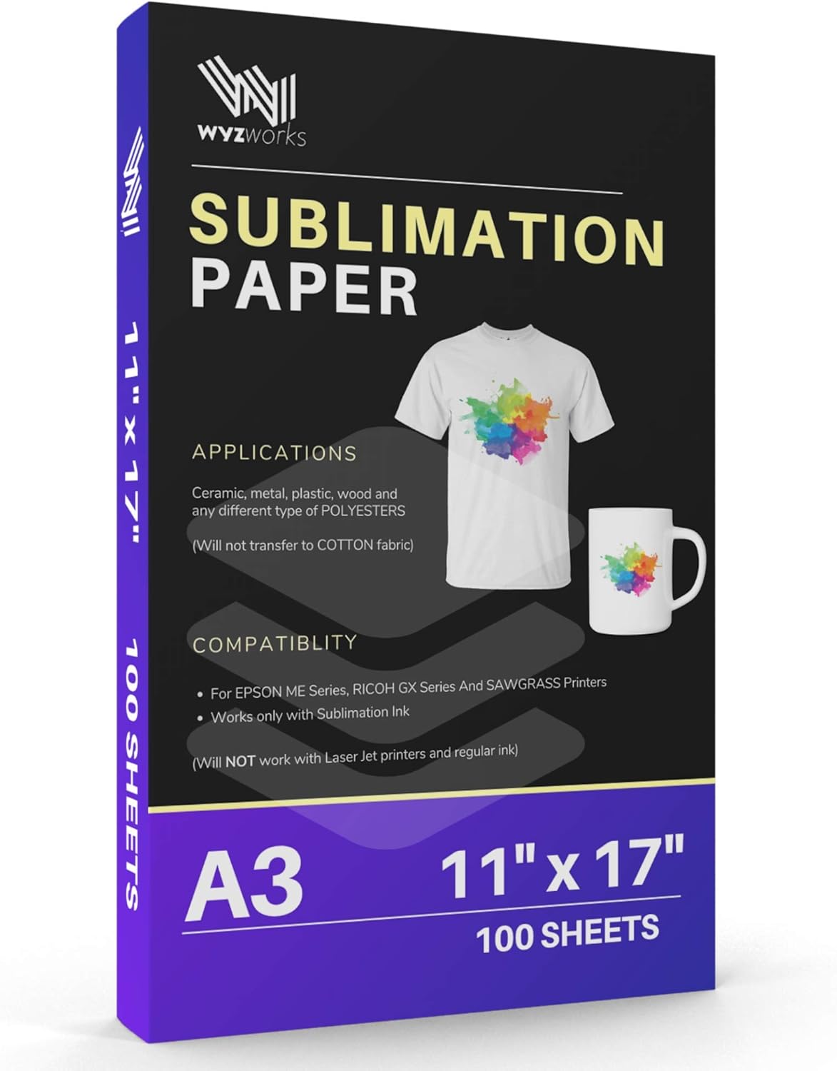 Amazon.com: WYZworks Sublimation Paper 11x17" [100 Sheets] Image ...