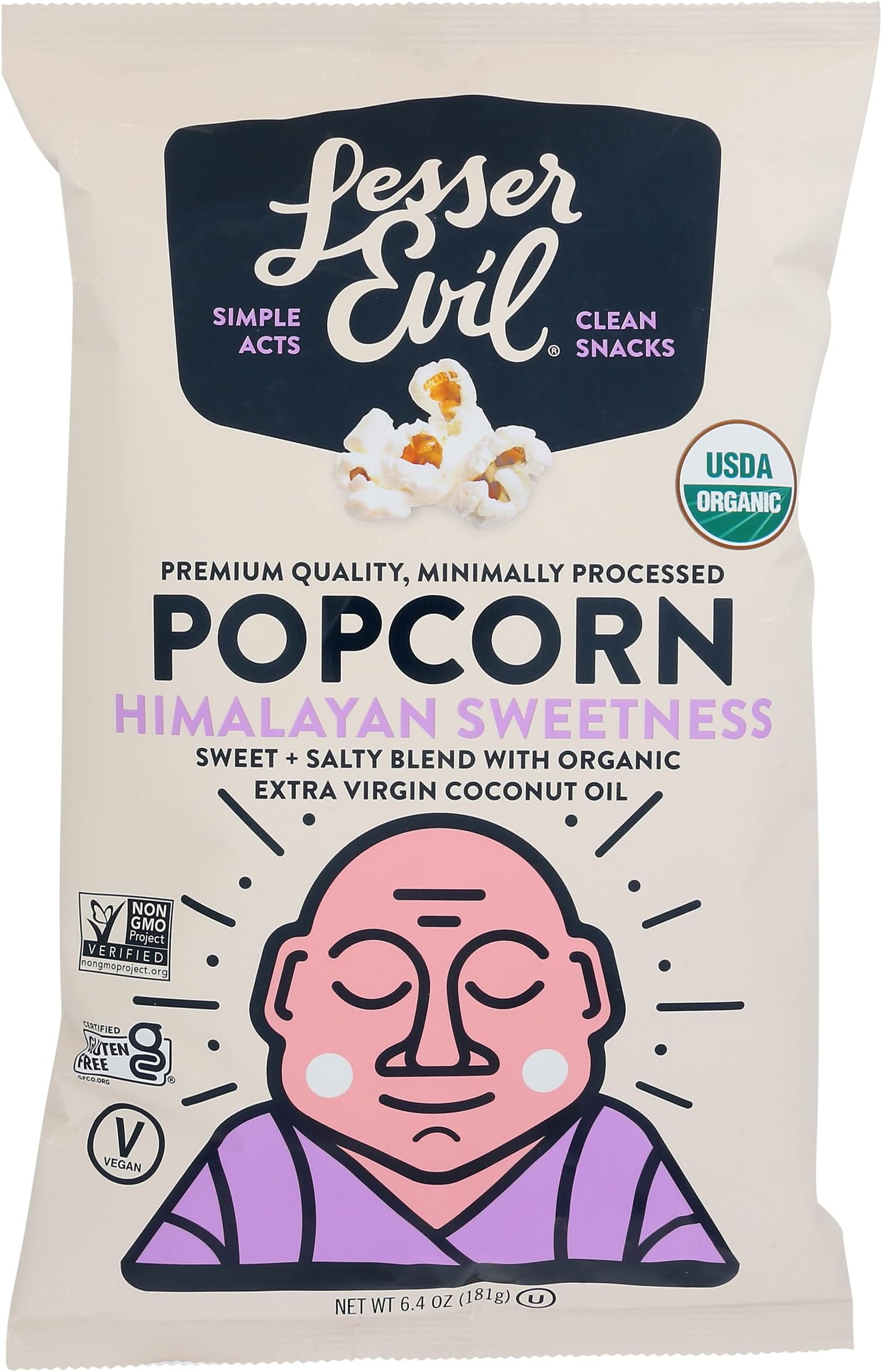 Amazon.com: Lesser Evil Organic Himalayan Sweetness Popcorn, Gluten ...