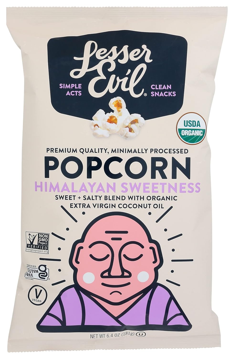 Amazon.com: Lesser Evil Organic Himalayan Sweetness Popcorn, Gluten ...