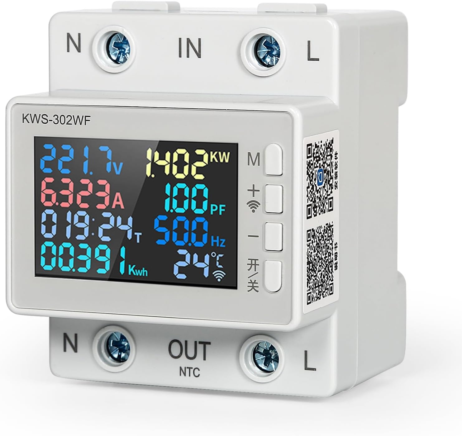 DEWIN Digital Electricity Meter AC Meter 63A Tuya DIN Rail WiFi 8 in 1 ...