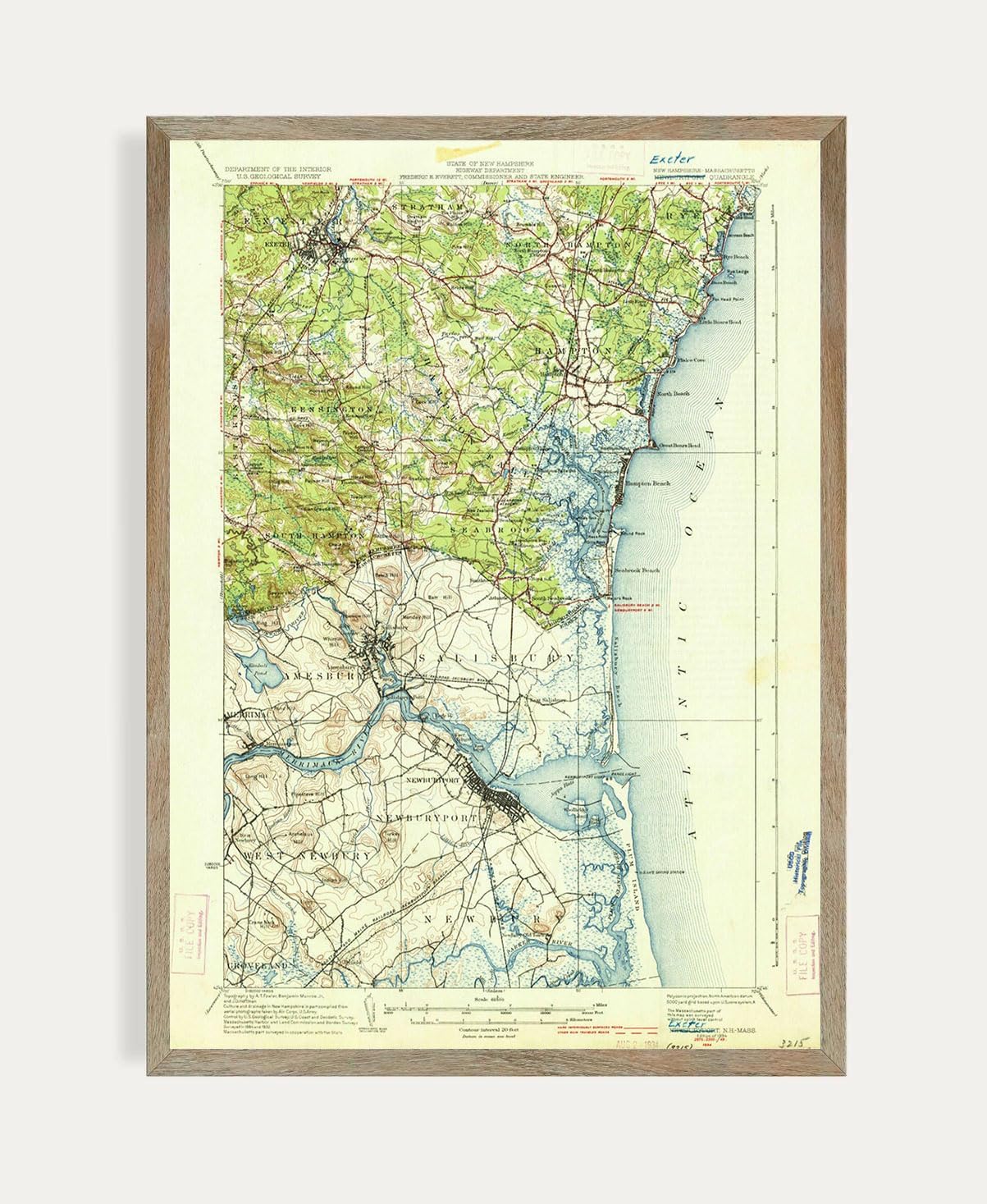 Amazon.com: MG Global USGS Historic Map Poster of Exeter 1934 (1934a ...