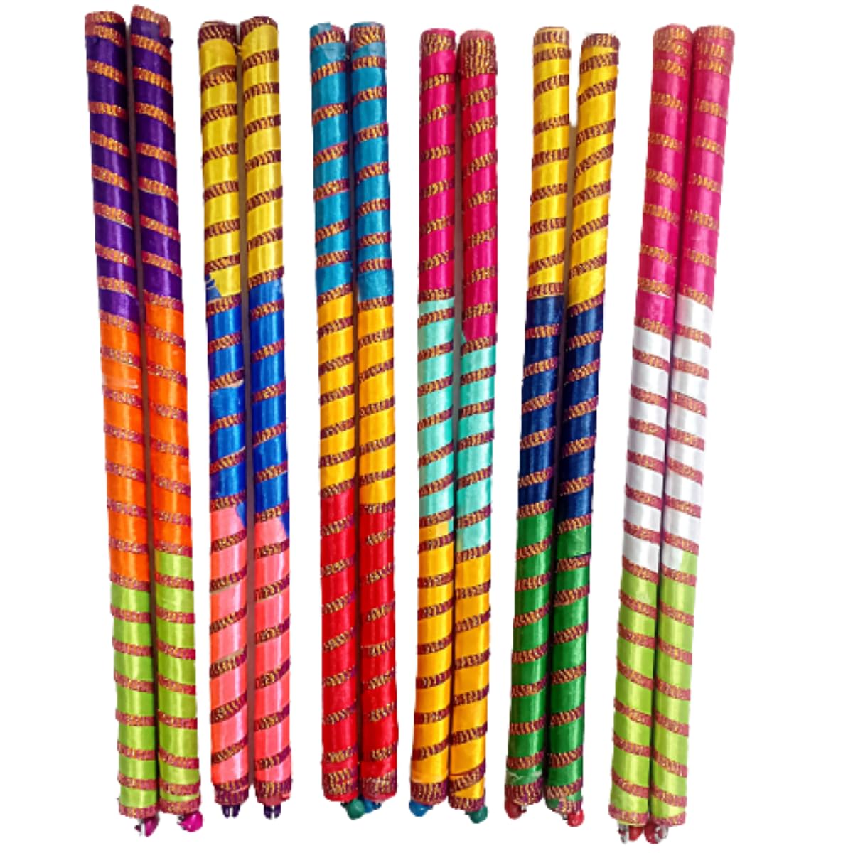 P.A.Decorated Colorful Lace with Wooden Base Dandiya Sticks for Dance ...