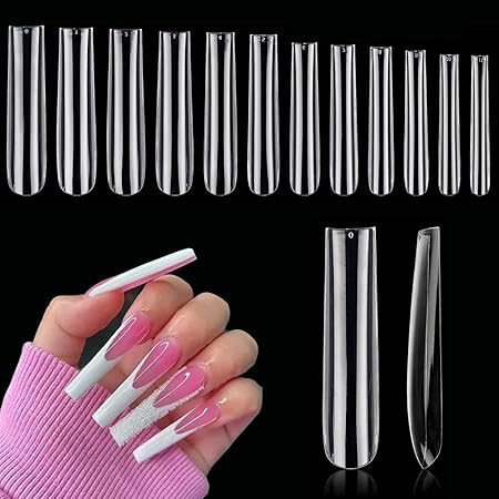 Amazon.com: UNA GELLA Nail Tips Square Gel Nails Tips 216 PCS No C Curve Nail Tips XXL Extra ...