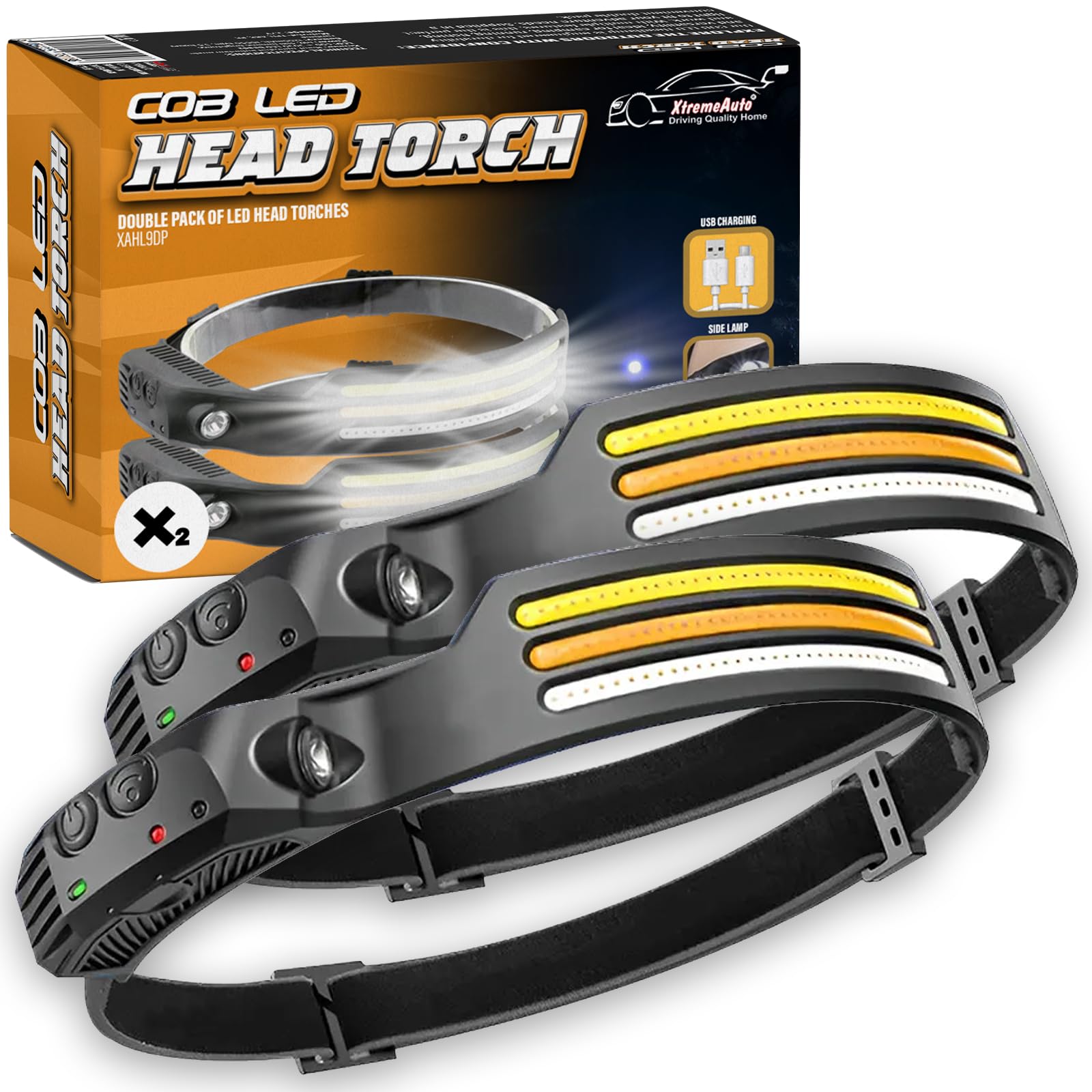 Xtremeauto Head Torch Rechargeable - Super Bright Wide Beam 230 ...