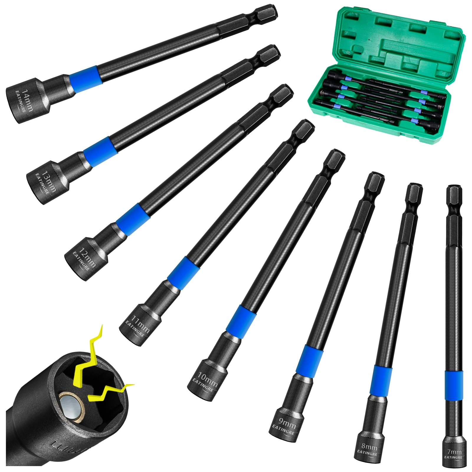 Amazon.com: 8 PCS Magnetic Nut Driver Set, 6 Inch Long Nut Driver Set ...