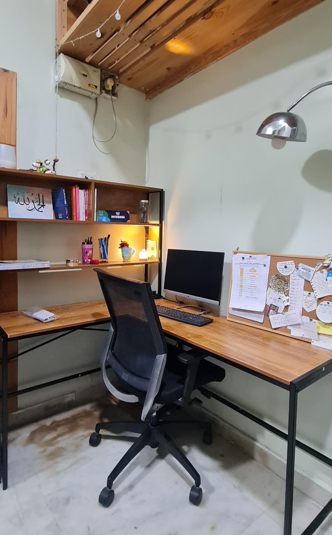 ABOUT SPACE 3 Tier L-Shaped Unique Computer Table with Desktop, Hutch ...