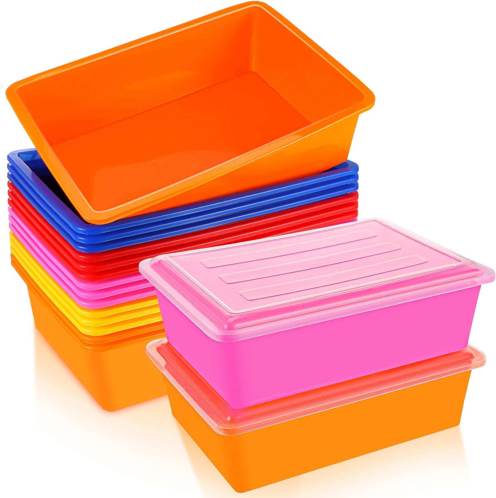 Amazon.com : Tatuo 15 Pack Plastic Flat Letter Trays with Lids ...