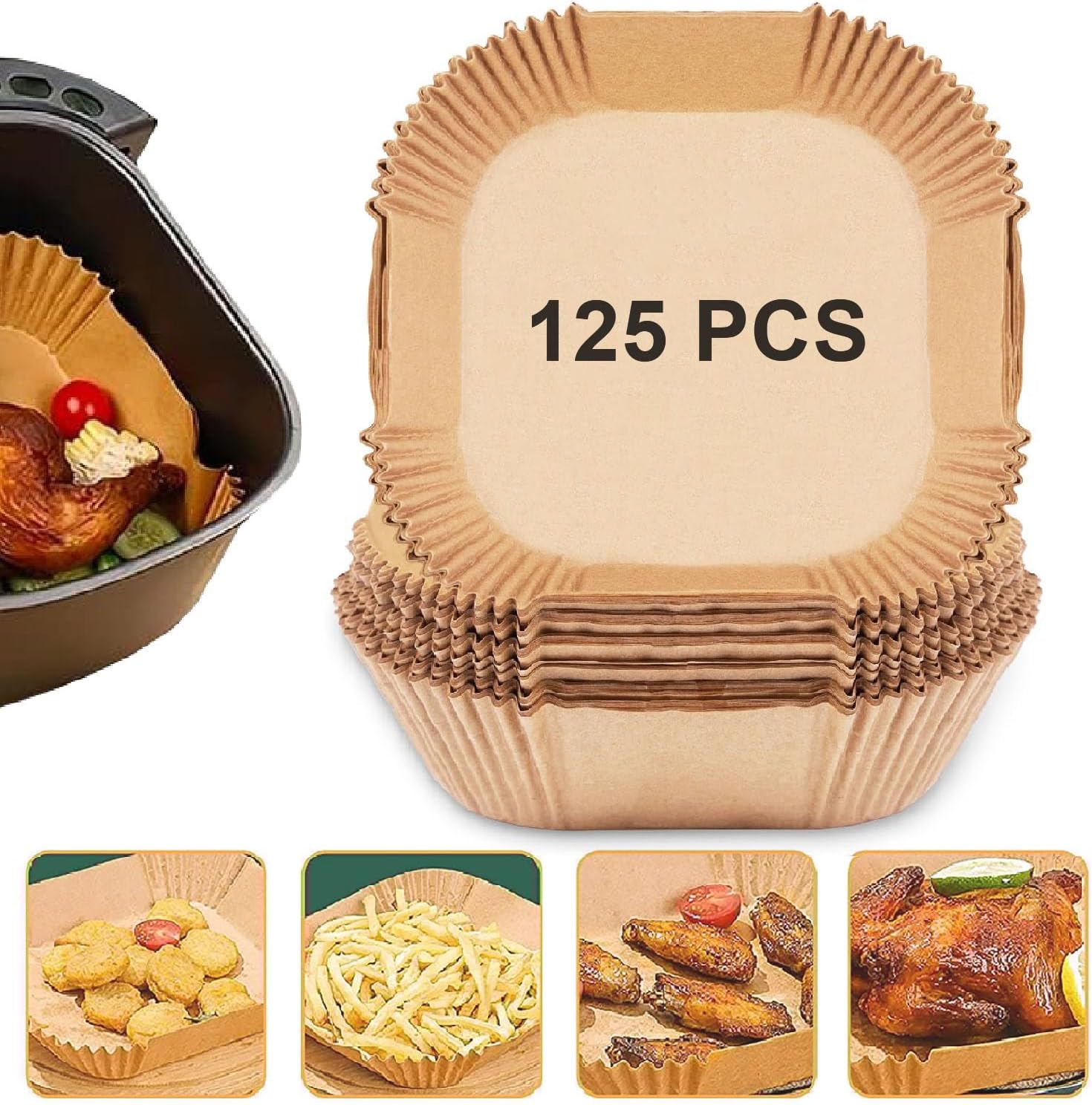 Amazon.com: Disposable Paper Liners, 120 Pcs Square Airfryer Parchment ...