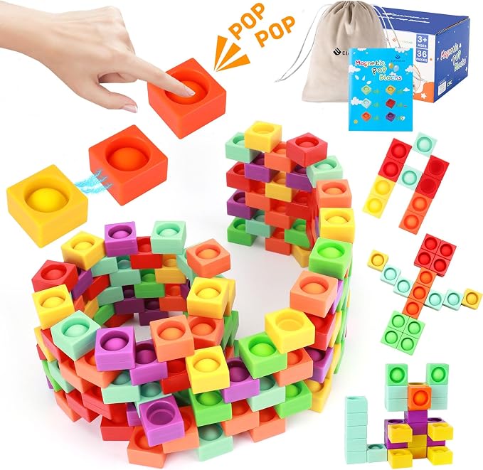 Amazon.com: Ejanmilar Unique Magnetic Blocks, 36 Pcs Silicone Pop ...