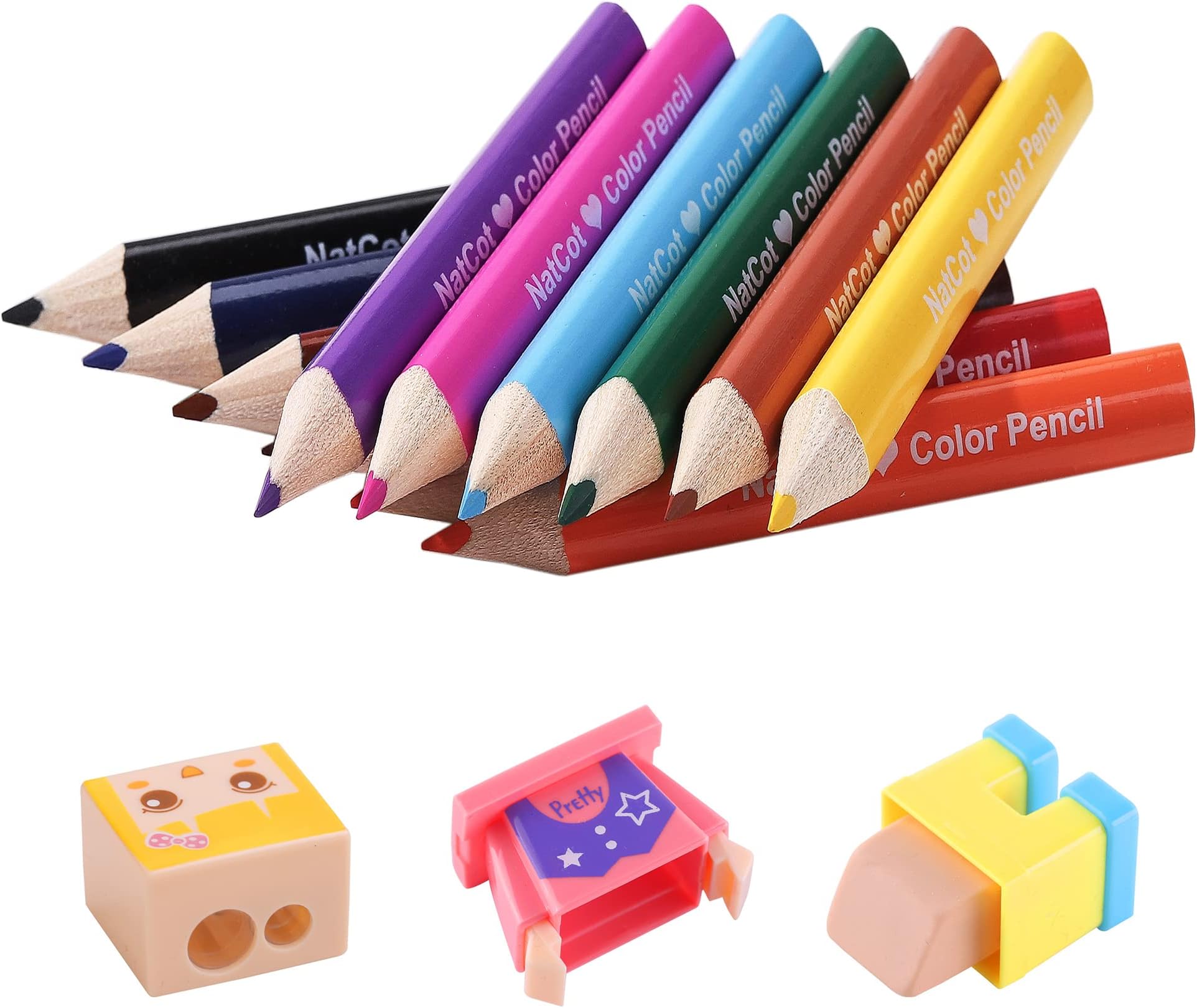 Amazon.com : NatCot Triangular Color Pencils 12 Fat Colored Pencils for ...