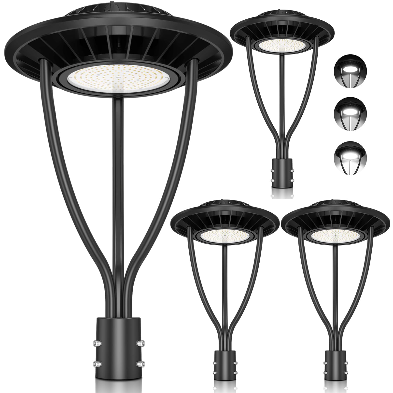 4 Pack LED Post Lights 100W 80W 60W Wattage Adjustable, DLC ETL 5000K ...