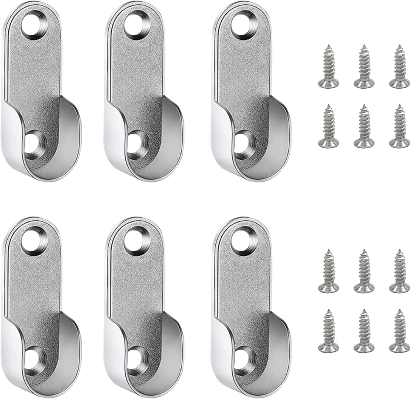 White Rail End Supports Brackets for use with Oval Wardrobe Rails Poles ...
