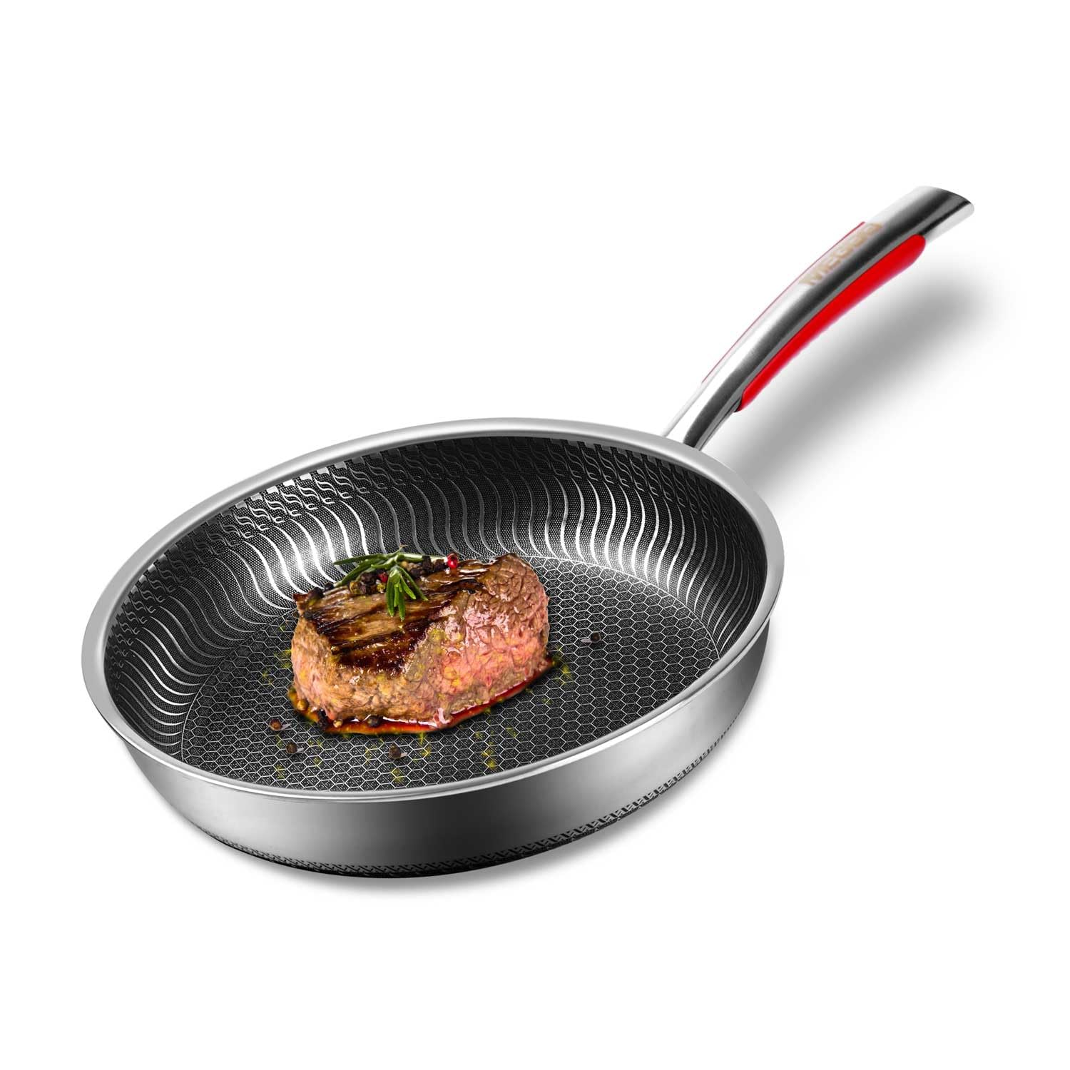 MEGOO 11 Inch Stainless Steel Non-Stick Frying Pan,Non Stick Skillet ...