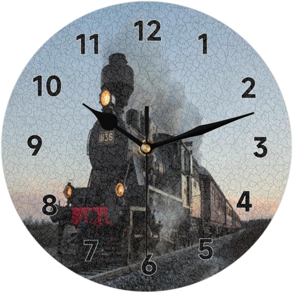 Amazon.com: Shimoshe Steam Train Picture Wall Clock, 9.8 Inch Silent ...