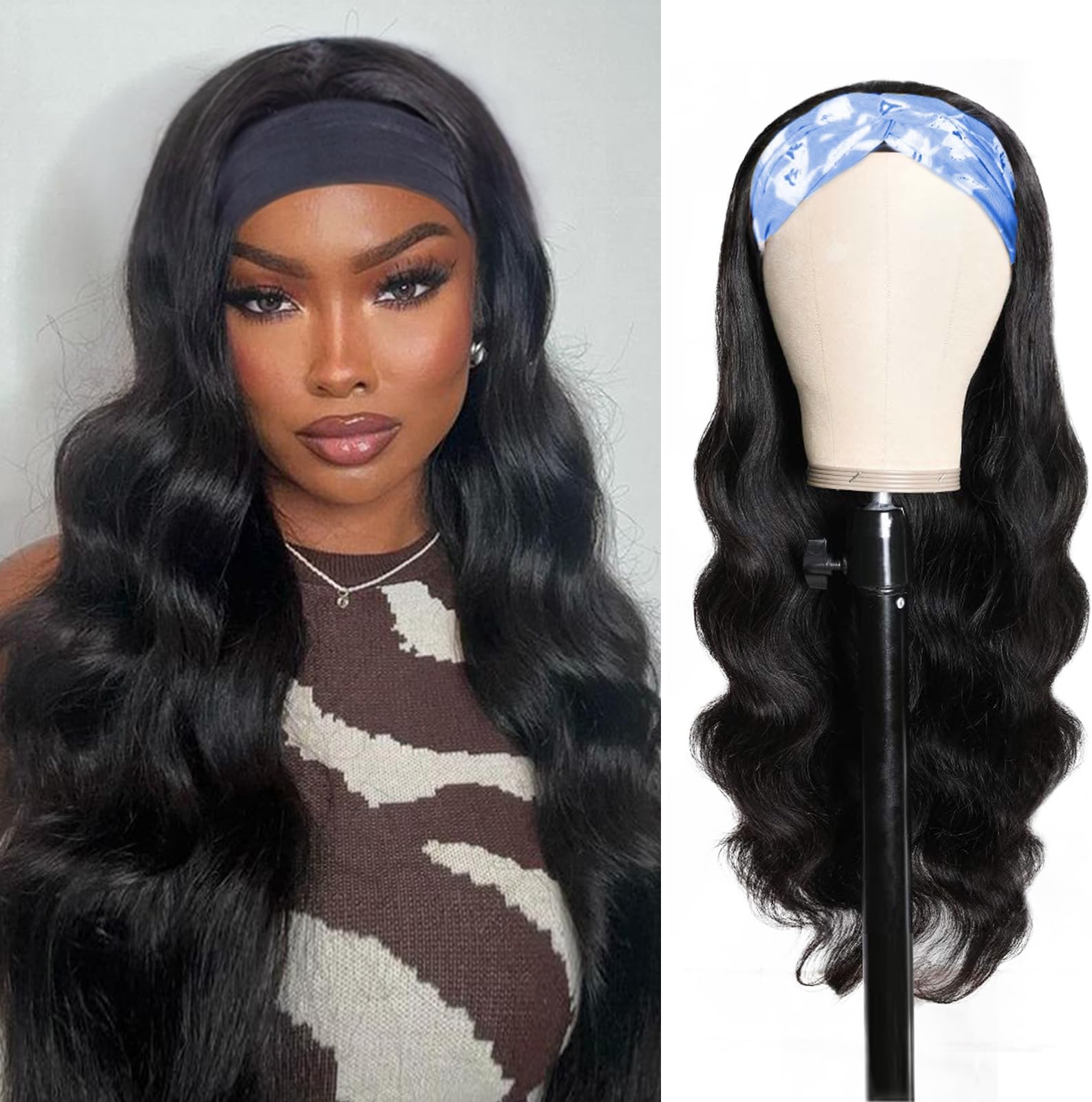 Amazon.com : Aida ble Body Wave Headband Wigs for Black Women Long ...