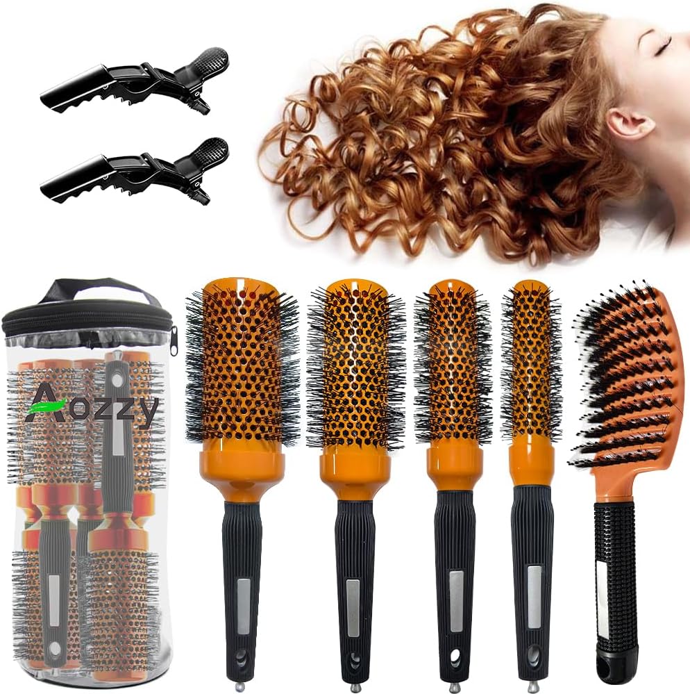 Amazon.com : Aozzy 5pcs Blow-Drying Round Hair Brush Set - Ceramic ...
