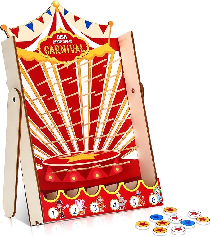 Amazon.com: Funrous Carnival Disk Drop Game with 15 Disks Fun Circus ...