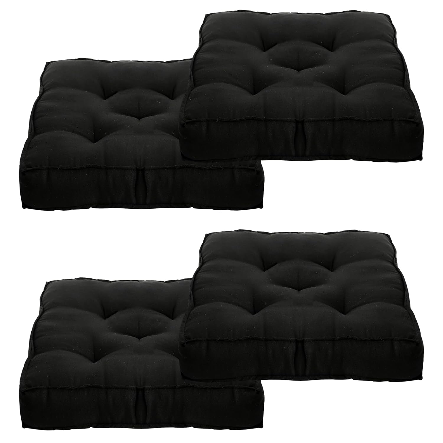 Kuber Industries Pack of 4 Square Chair Pad/Cushion|Quilted Microfiber ...