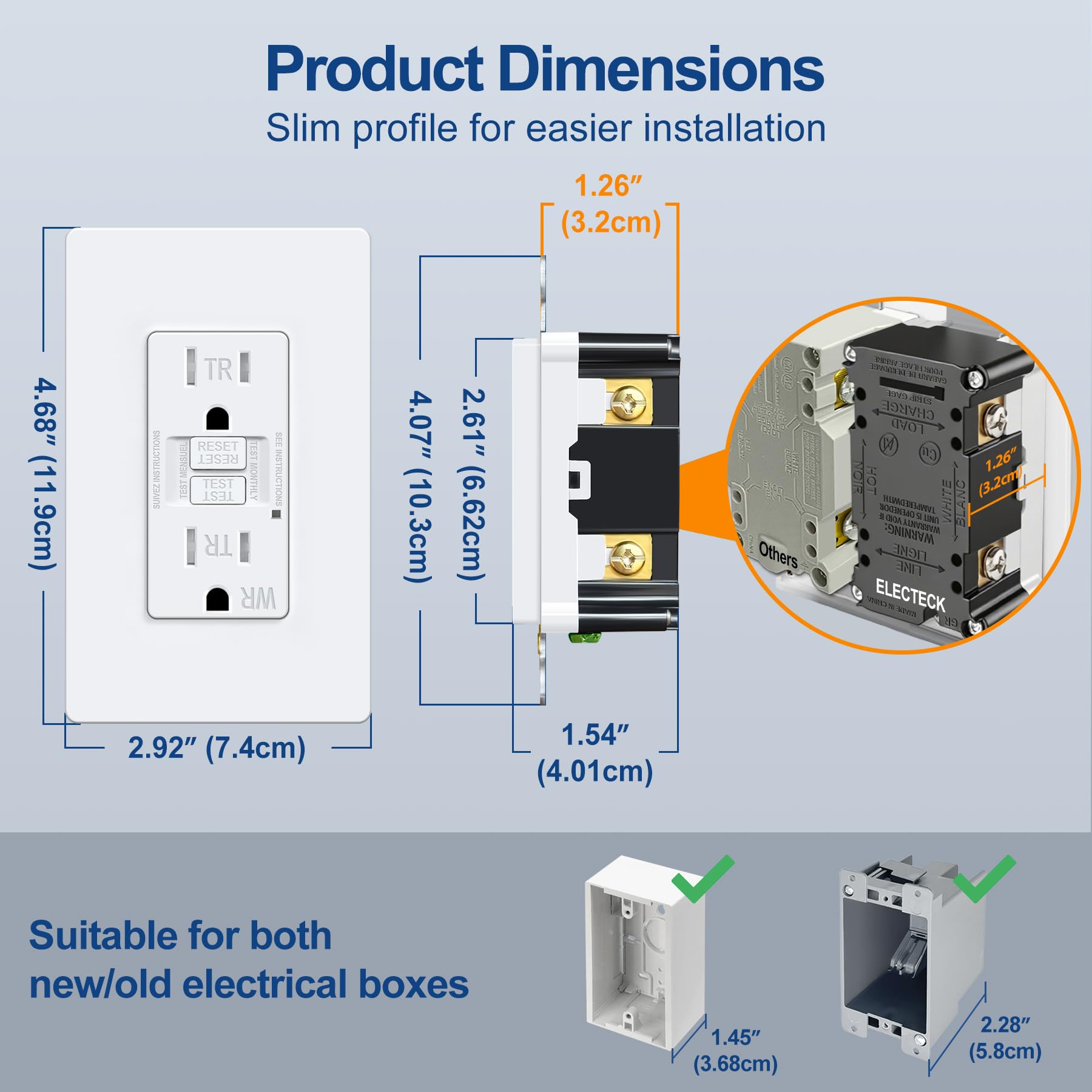 Snapklik.com : ELECTECK 50 Pack GFCI Outlets 15 Amp, Outdoor Weather ...